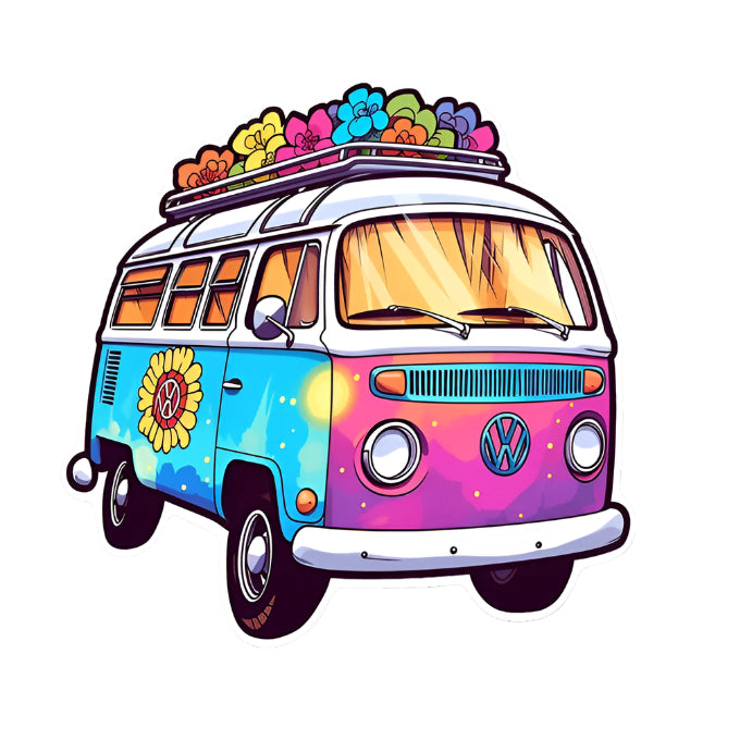 Flower Power VW Bus Sticker - 2" – Sunshine Daydream