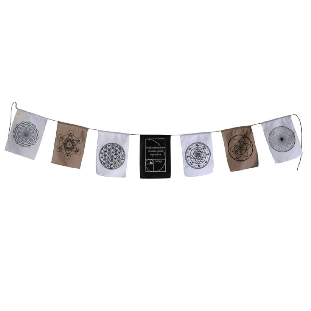 Black & White Geometric Mandalas Flag – Sunshine Daydream